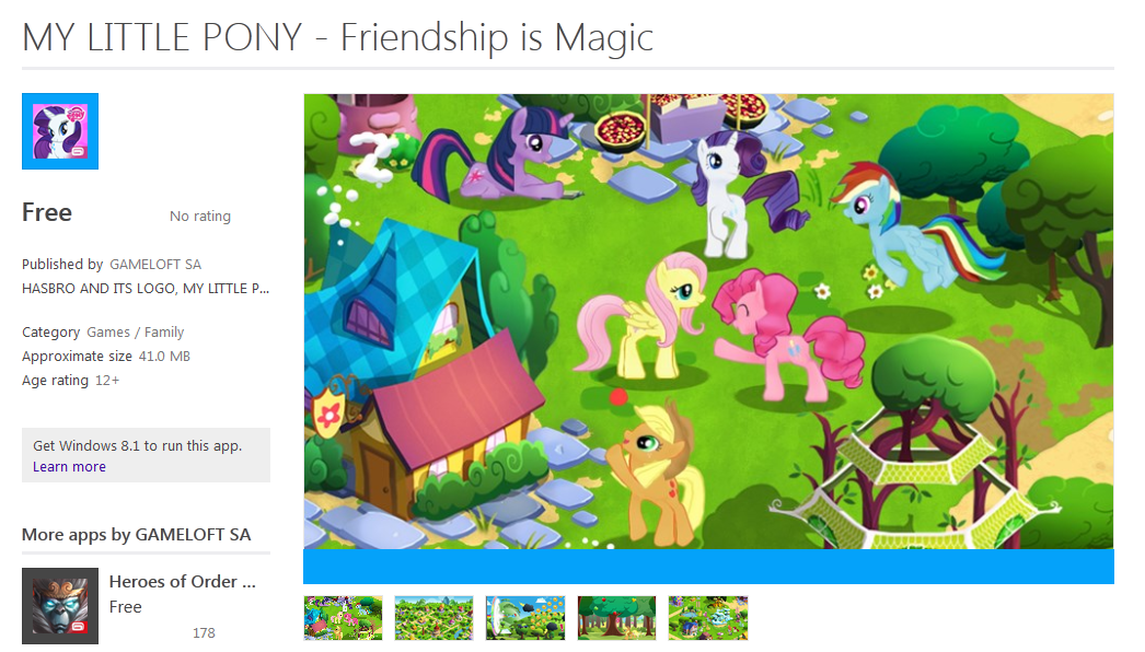 Equestria Daily - MLP Stuff!: Gameloft MLP Game Heads to Windows 8 and ...