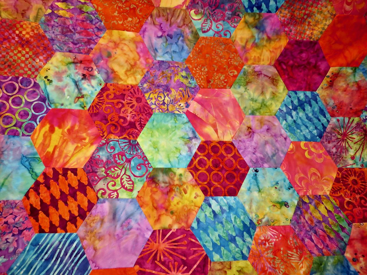 LuAnn Kessi: Bright Batik Hexagons........Progress