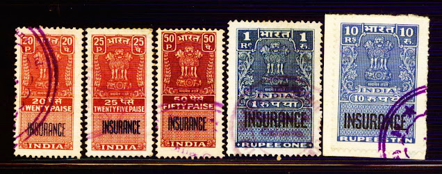 Heritage of India stamps site: India Revenue Court fee Insurance Share ...