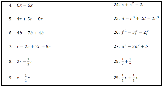 Resourceaholic: Algebra Exercises