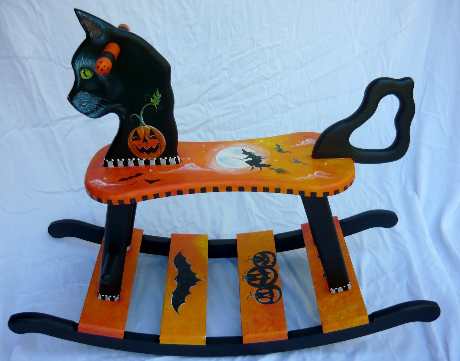 Because We Believe-Art: OOAK HALLOWEEN ROCKING CAT ON E-BAY RIGHT NOW!