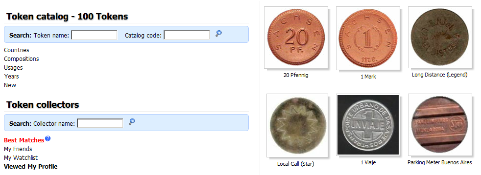 Colnect, Connecting Collectors: Tokens on Colnect - Token Catalog