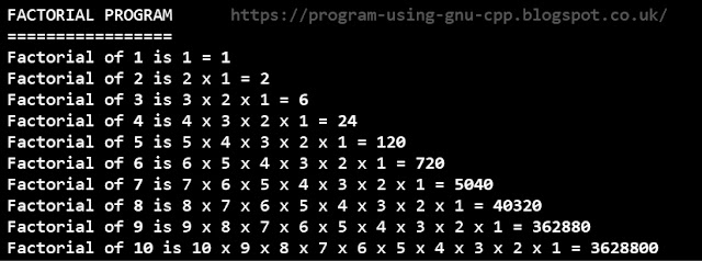 Program: Using nested loops to calculate factorials