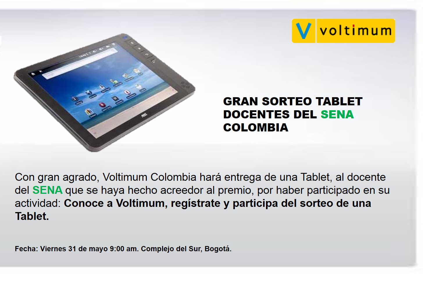 CEET: Gran sorteo tablet - 31 de mayo, ambiente 4 Electricidad CEET