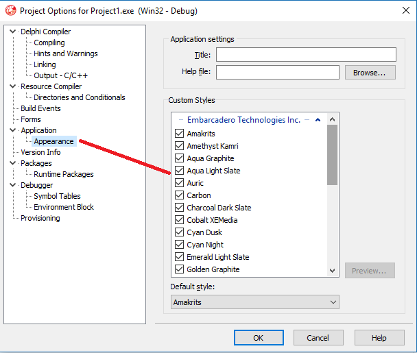 Applying Theme Or Style To A Delphi Application