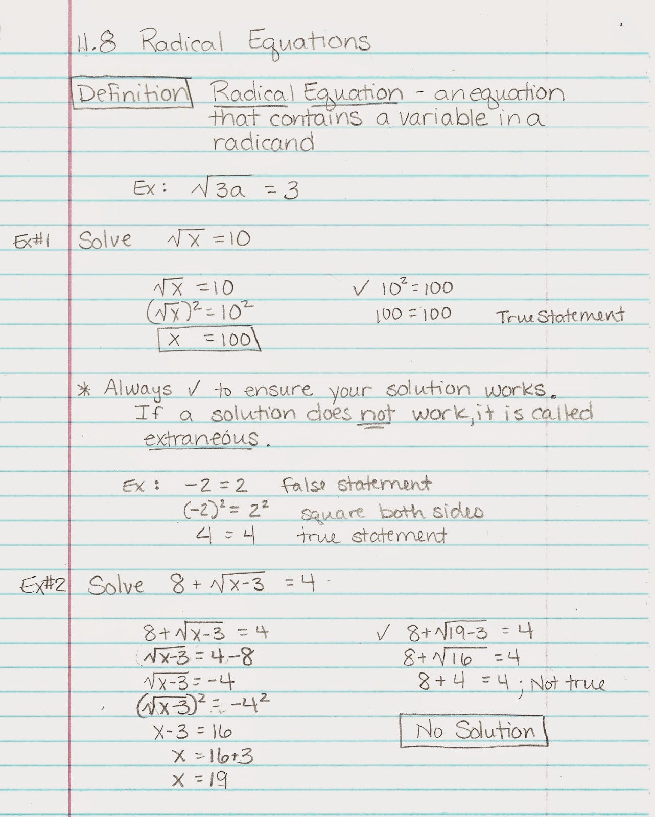 Algebra Alerts (Algebra 1 and 2): Alg 1: Lesson 11.8 Notes & Examples