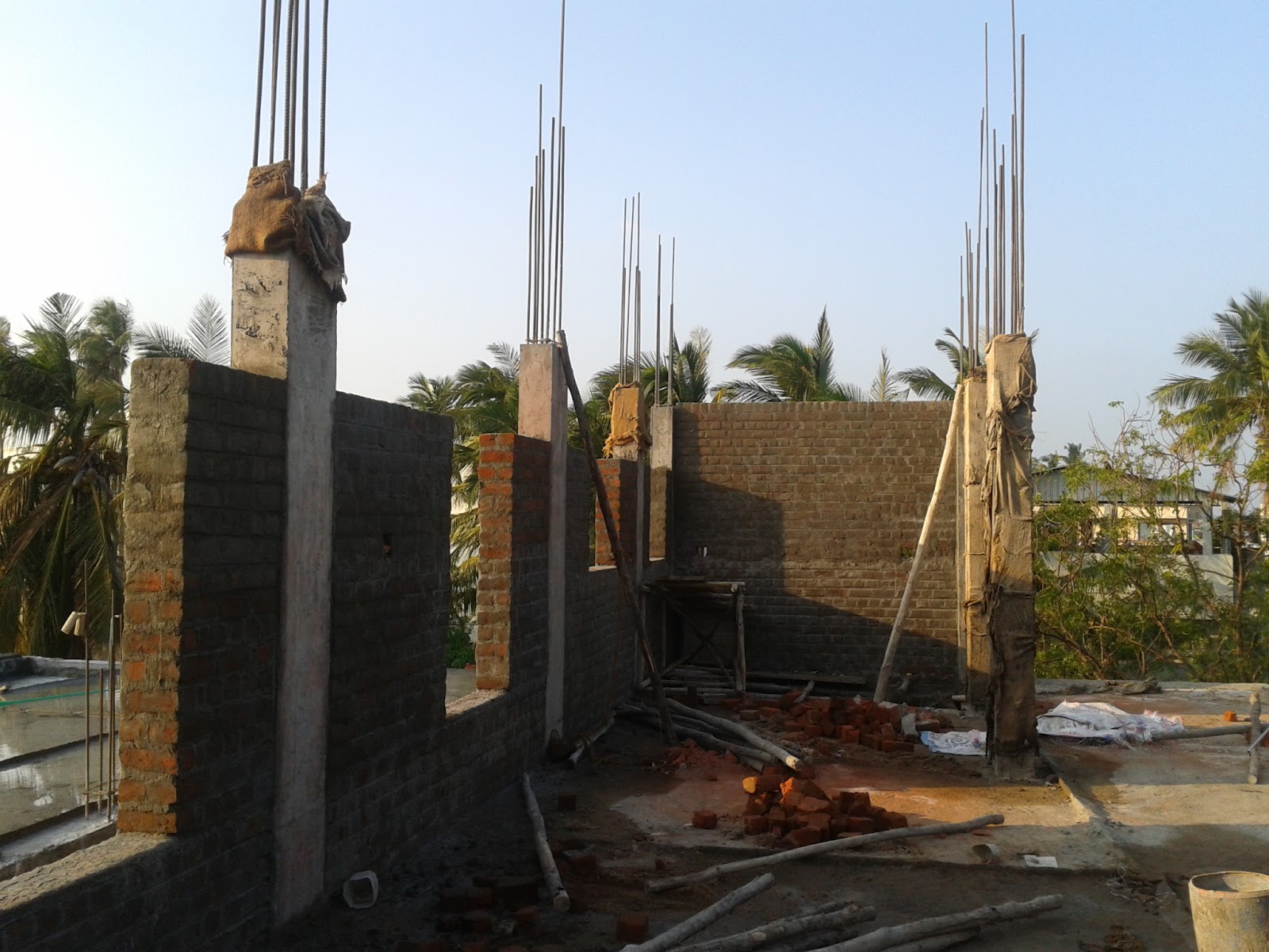 Protection Apartments: 19/02 Column and Brick Work for Second Floor