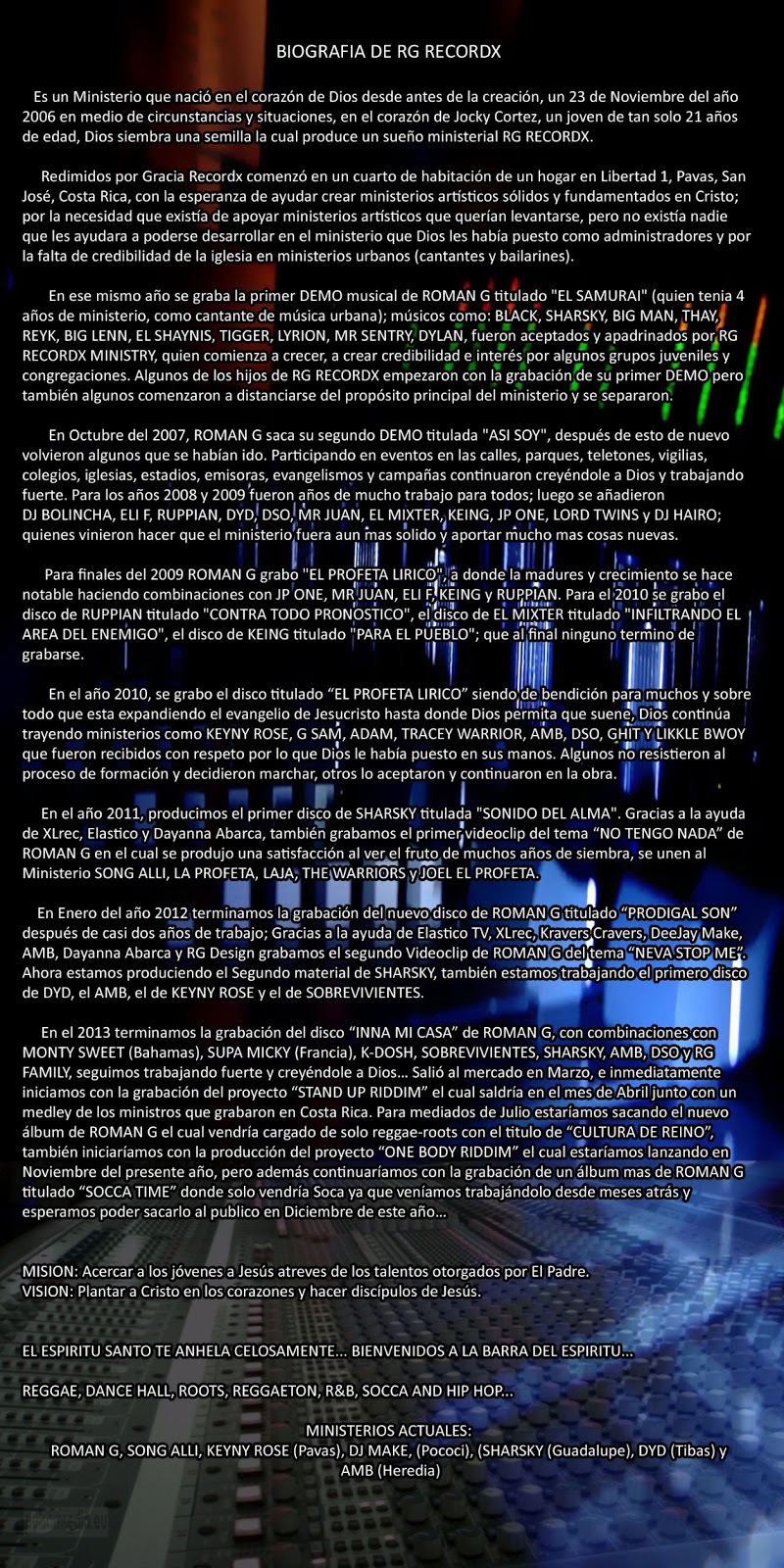 REDIMIDOS X GRACIA RECORDX: BIOGRAFIA