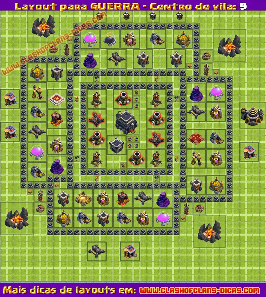 Layouts de Guerra para CV9 - Clash of Clans Dicas, Gemas Grátis ...
