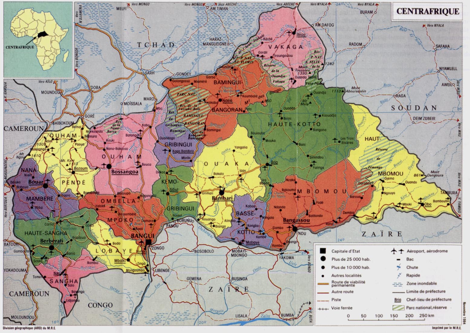 CENTRAL AFRICAN REPUBLIC - GEOGRAPHICAL MAPS OF CENTRAL AFRICAN REPUBLIC