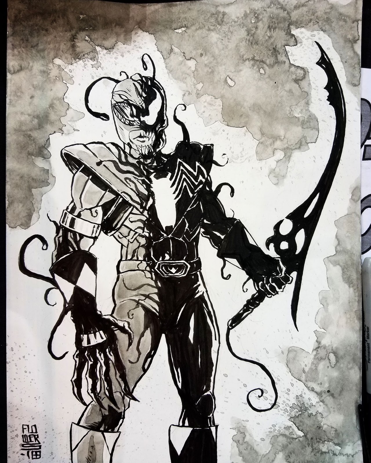 The Art of Jason Flowers: GREEN RANGER AND VENOM MERGING...