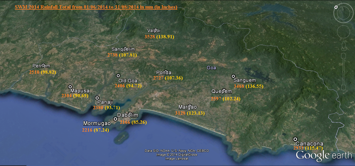 Vagaries Goa : Goa SWM 2014 Rainfall in Google Earth Perspespective ...