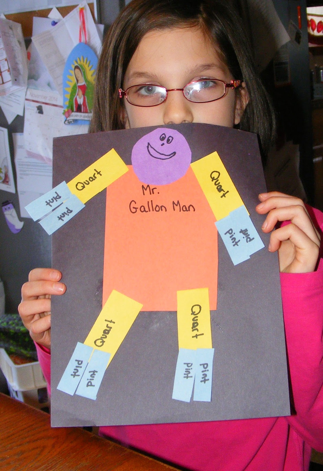 Ten kids and a Dog: Mr. Gallon Man---Equivalent Liquid Measurements