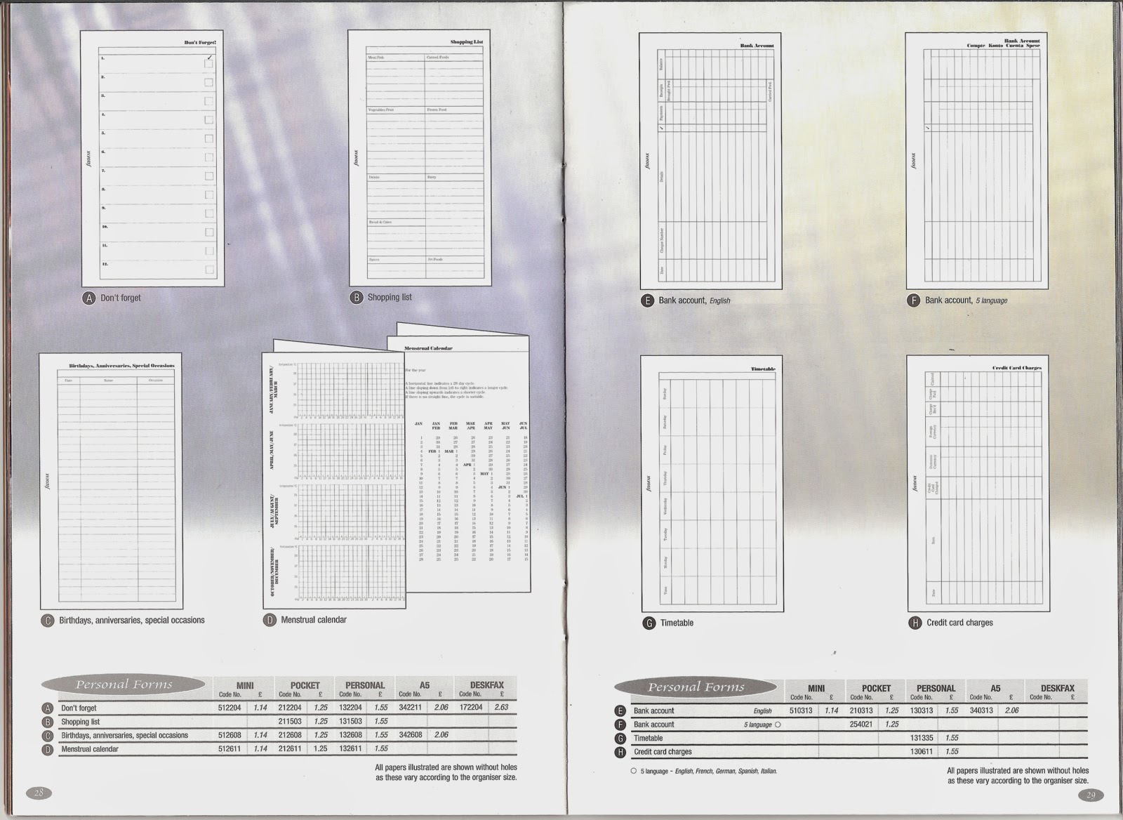 Philofaxy: Filofax Catalogue 1999