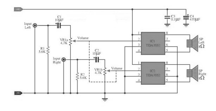 Bagan atau Skema Rangkaian Elektronika Amplifier Mini USB 3 – 6 Volt ...
