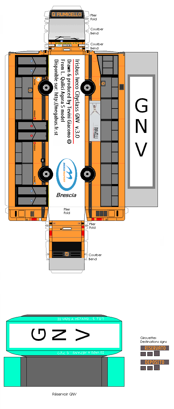 SP. Papel Modelismo: PaperCraft - Irisbus Iveco Cityclass GNV - Brescia