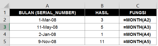 Fungsi MONTH pada Microsoft Office Excel 2013 - Mudahnya Office