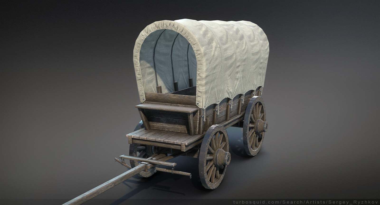 3d-models for GameDev: Medieval Covered Wagon