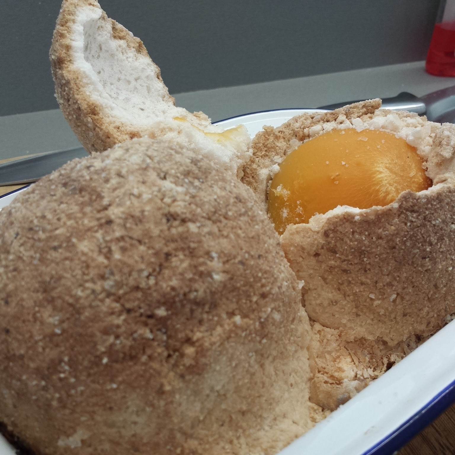 good food in a crap kitchen: Salt baked swede