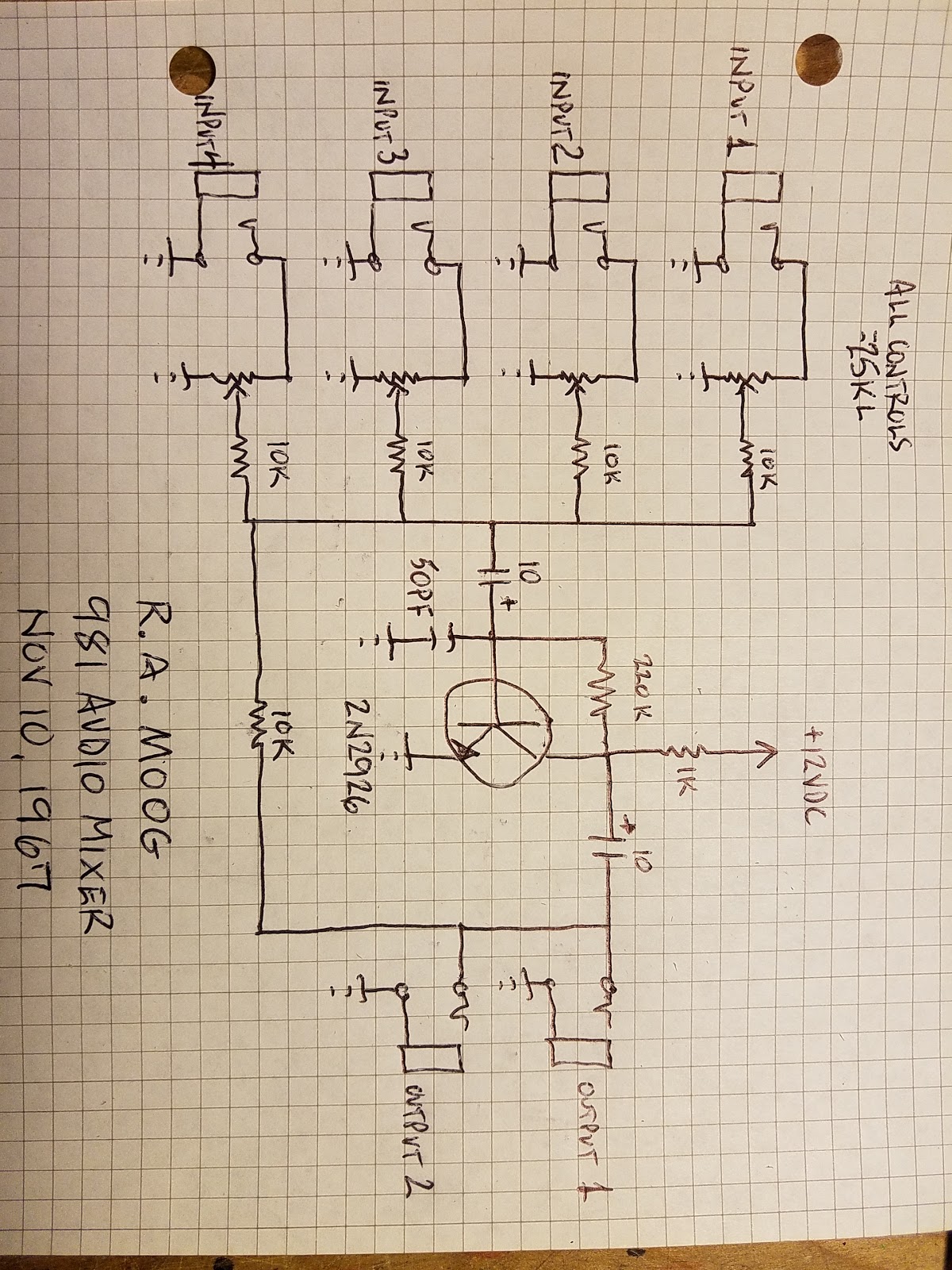 MATRIXSYNTH: Rare Vintage Moog 981 Mixer Module from 1967