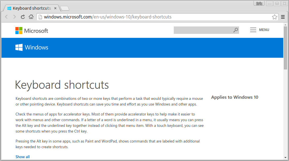 Android-er: Microsoft Windows 10 Keyboard shortcuts