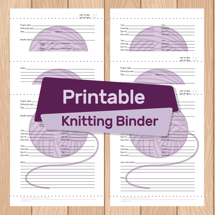 Knitting Binder Printable ~ This Gal Knows