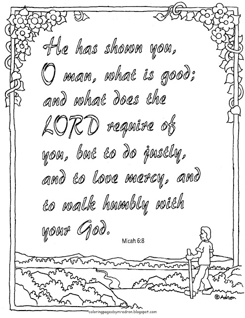 Coloring Pages for Kids by Mr. Adron: Micah 6:8 Printable Coloring Page