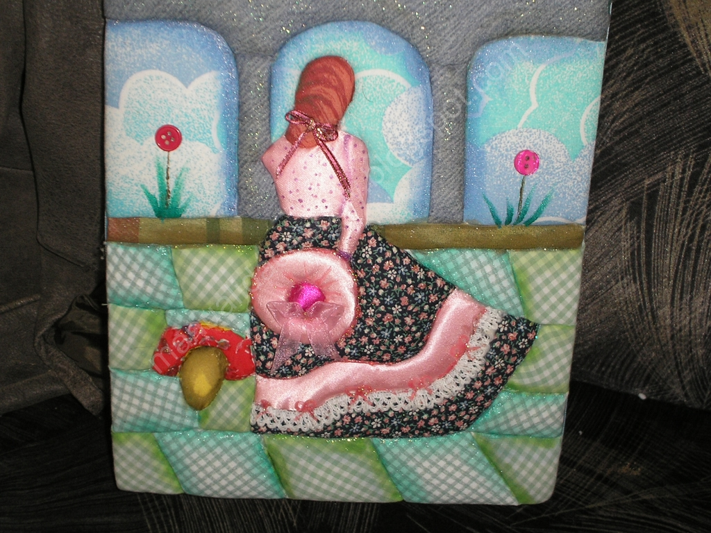 Manualidades Cely: Cuadro Mujer, tecnica patchwork sin aguja