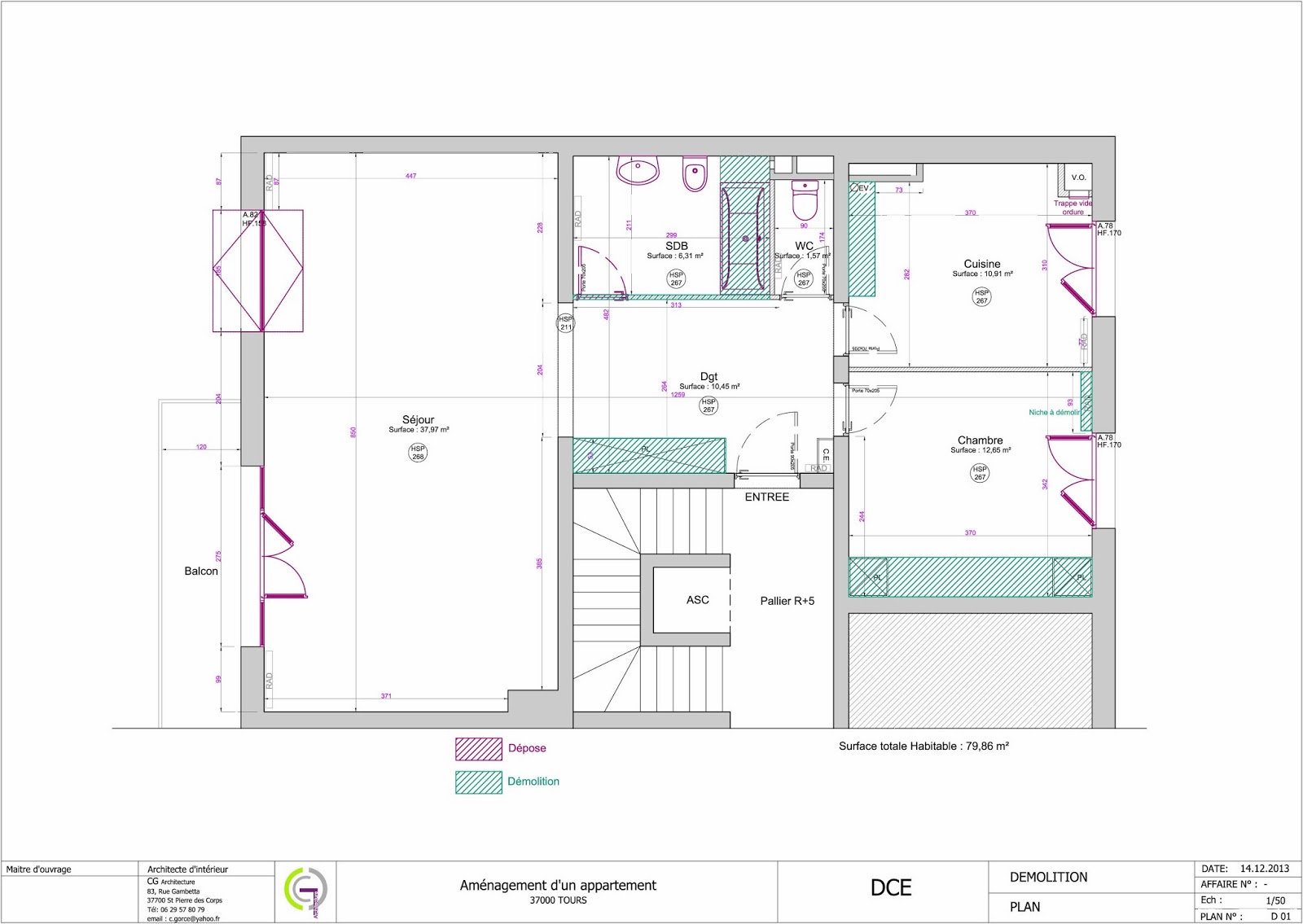 CG.Architecture: Amménagement d'un appartement de 80m² - Tours (37)