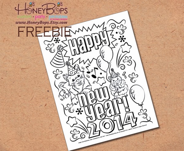 HoneyBops: Free New Year Coloring Page
