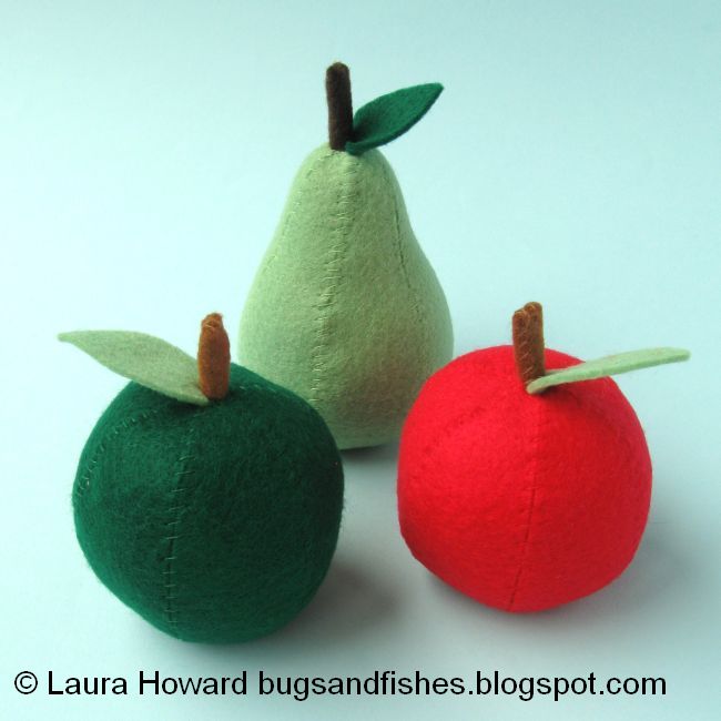 Bugs and Fishes by Lupin: Sew some Felt Fruit! Apple and Pear Tutorial