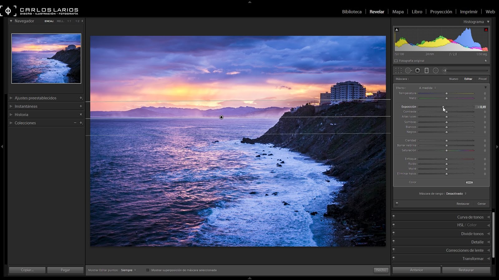 Curso Lightroom - 29. Herramientas de retoque - Filtro graduado ...