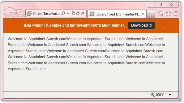 jQuery Fixed DIV Header Notification Bar on Scroll with Fade in Out ... jQuery Fixed DIV Header Notification Bar on Scroll with Fade in Out ...