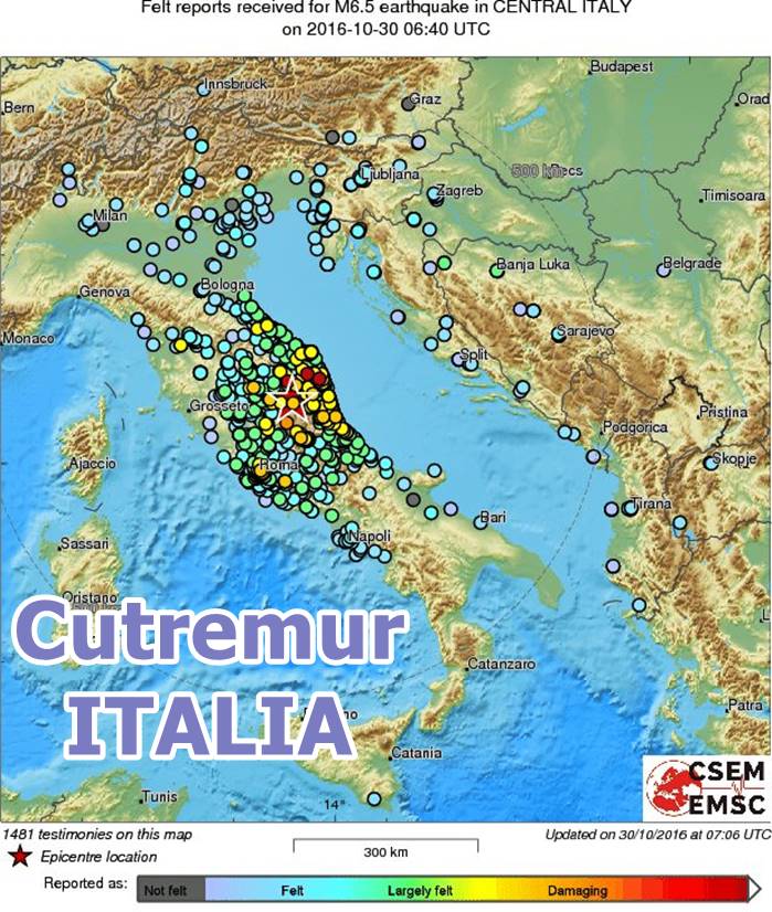 Cutremur ITALIA azi HARTA. Epicentrul la 6 km nord de Norcia. Bilantul ...