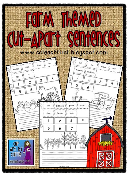 Clip Art by Carrie Teaching First: Farm Theme Cut Apart Sentences