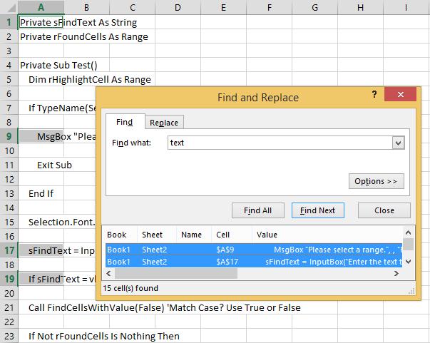 Andrew's Excel Tips: Find and Highlight Text