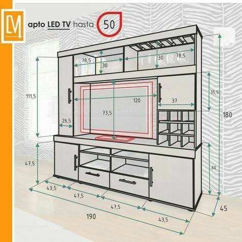 Muebles de madera para la televisión y planos