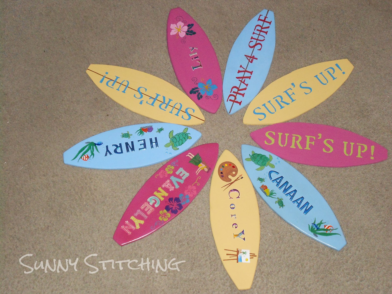 Sunny Stitching: Surfboard Signs Tutorial