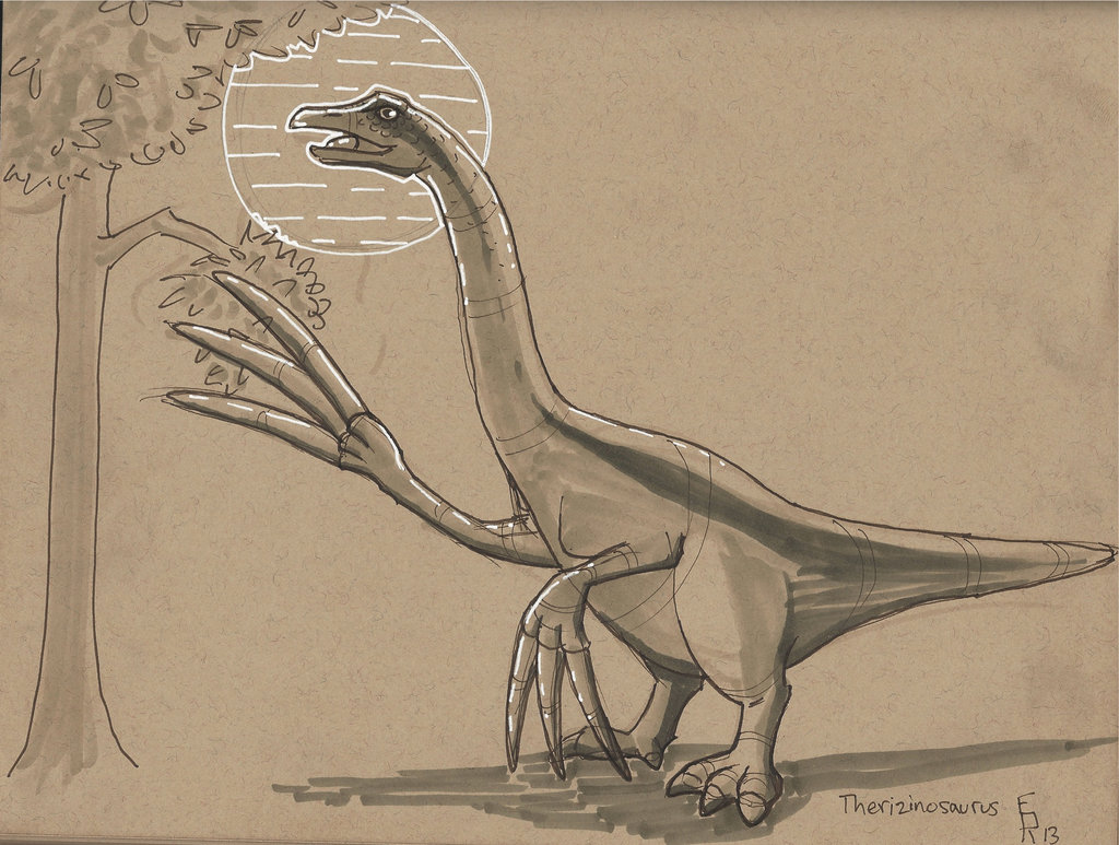 Sketched to Life: Friday Drawing - Therizinosaurus