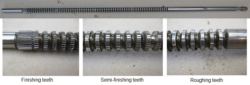 roughing and finishing teeth of broach