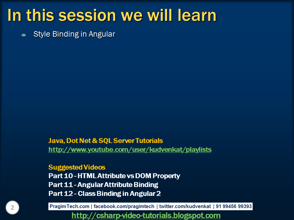 Sql Server Net And C Video Tutorial Style Binding In Angular 2