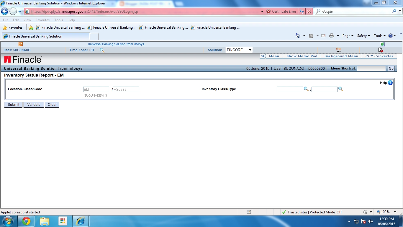 Inventory menus in DOP Finacle - POFINACLEGUIDE