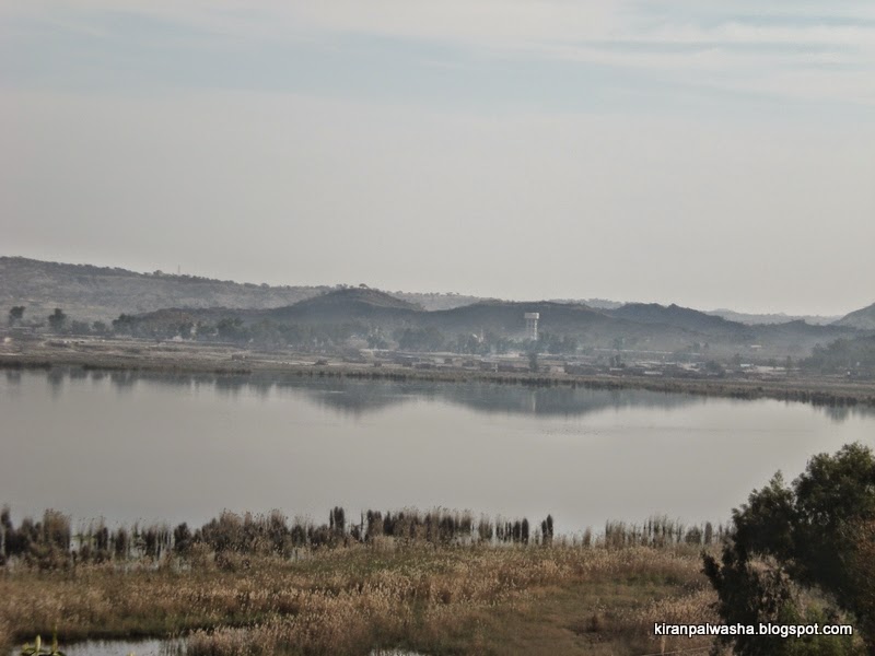 An overview of Kallar Kahar city and Lake from the top of the hill.