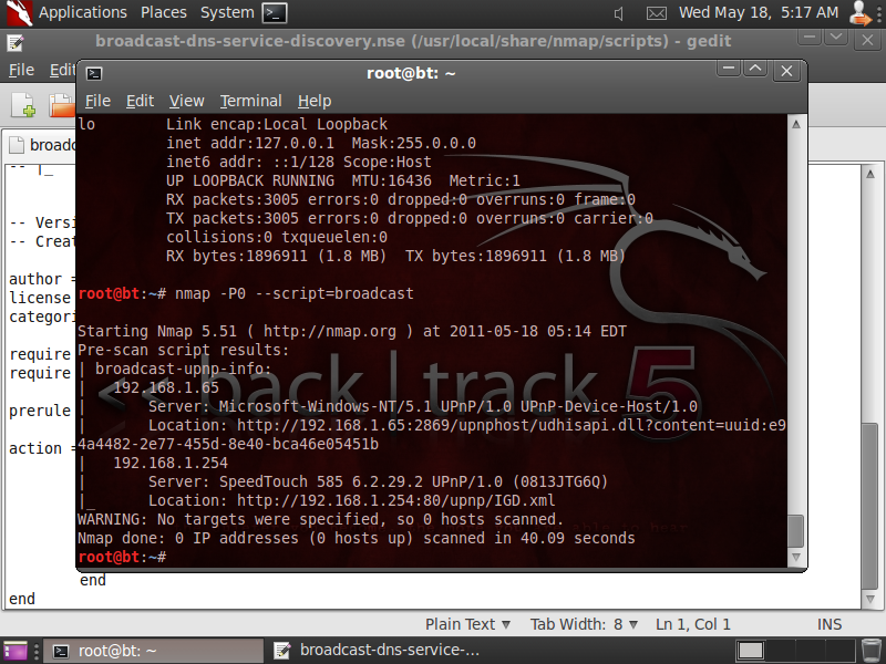 insidetrust.com: Nmap nse broadcast scanning in Backtrack 5
