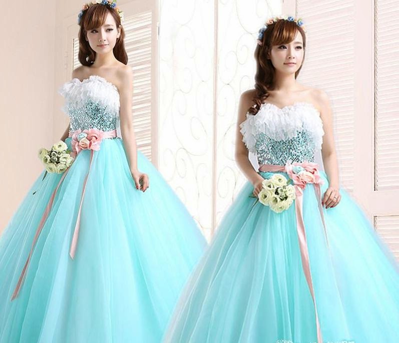 Kumpulan Foto Model Baju Pengantin Biru Putih - Trend Baju Pengantin