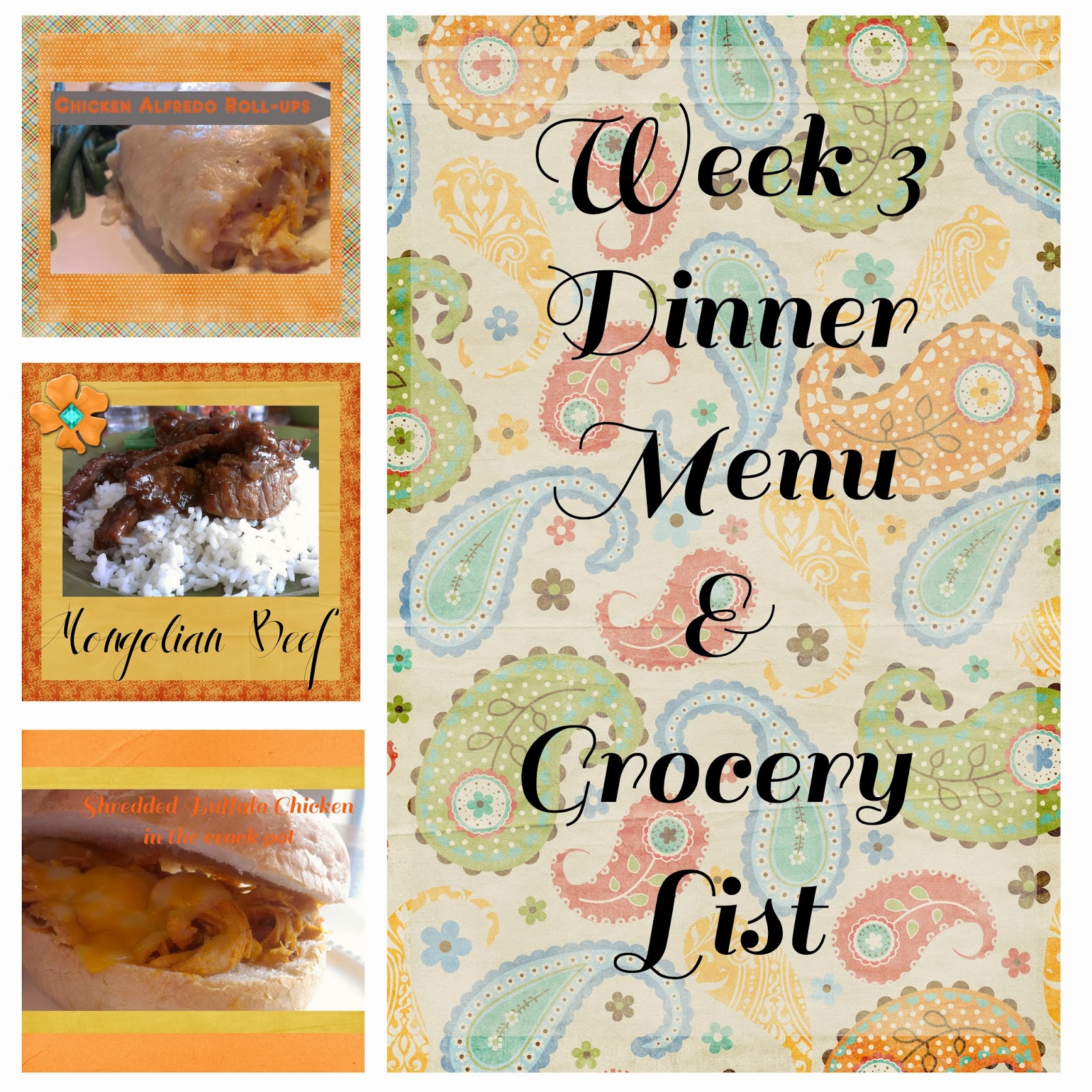 Gloriously Made: Week Three Dinner Menu and Grocery List