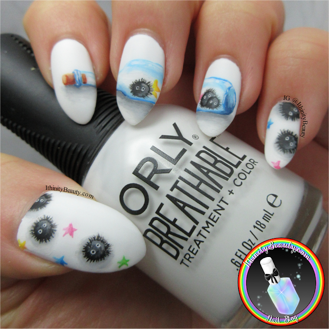 Freehand Soot Sprite Nail Art | IthinityBeauty.com Nail Art Blog