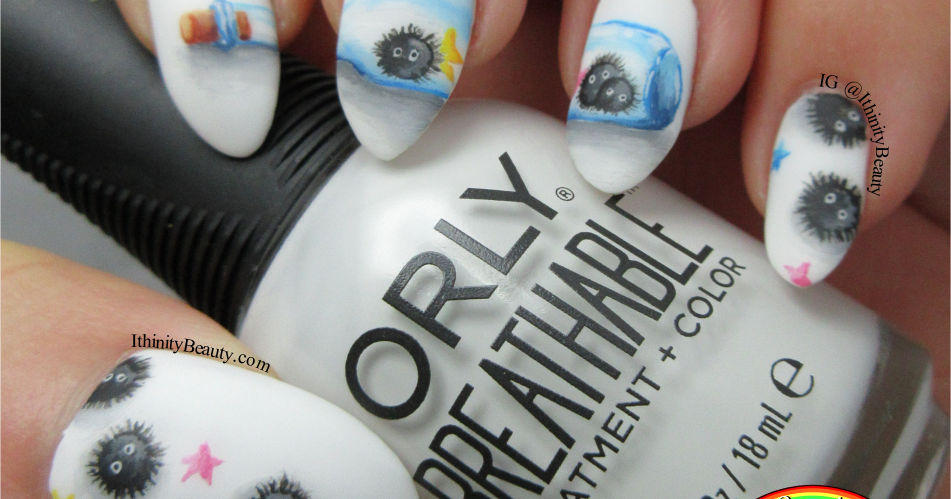 Freehand Soot Sprite Nail Art | IthinityBeauty.com Nail Art Blog