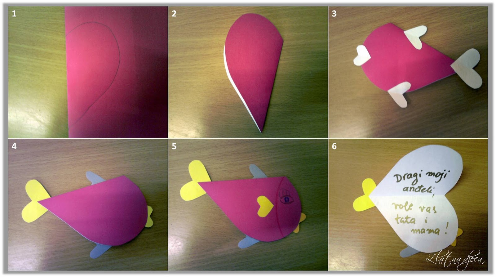 Zlatna djeca: Riba-čestitka, napravljena od srca