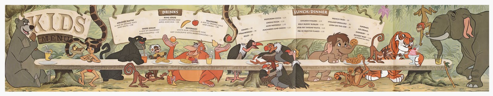 The Cartoon Cave: Walt Disney World Kids Menus
